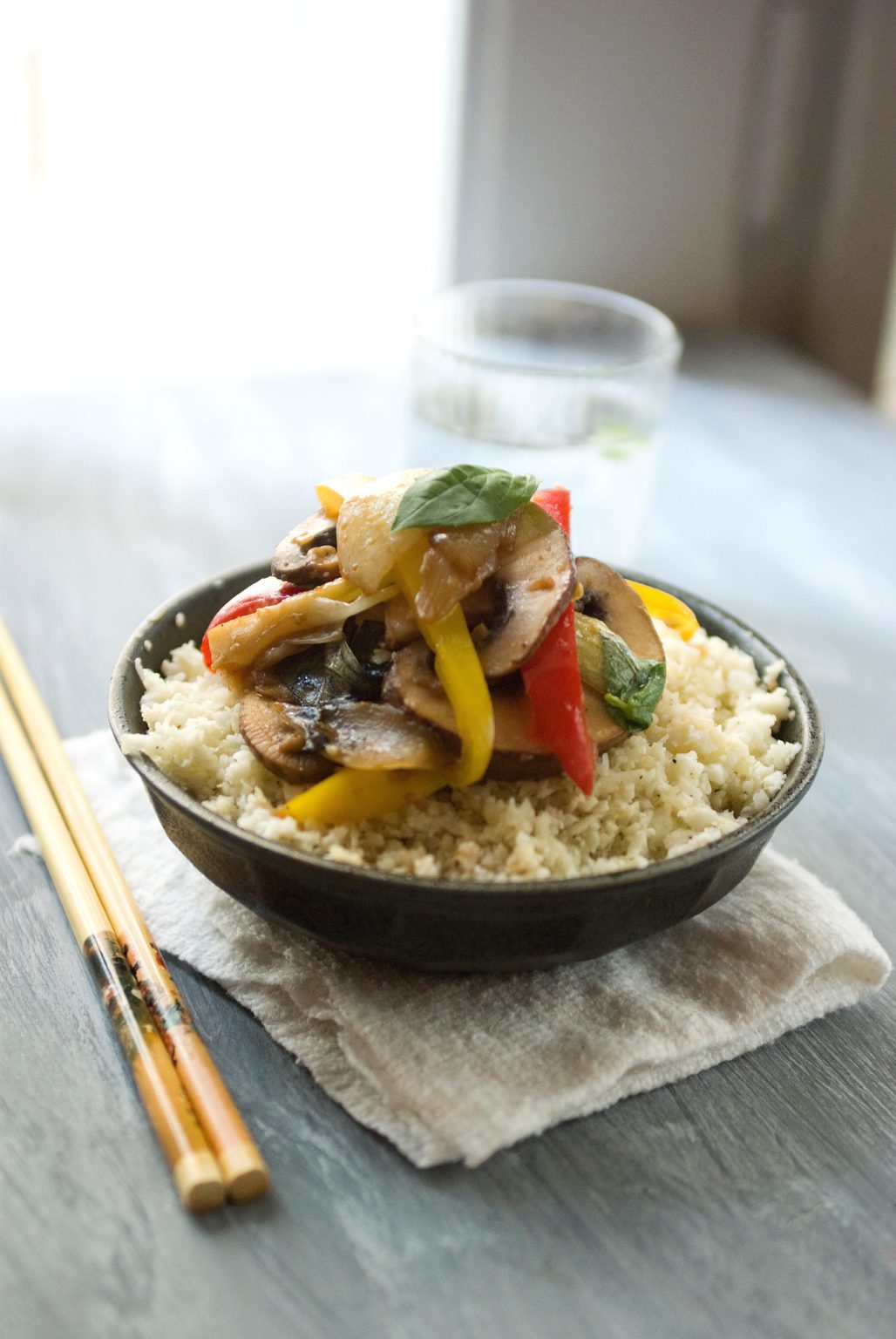 Peppered Cauliflower Rice with Vegetable Stir Fry - Meatless Monday