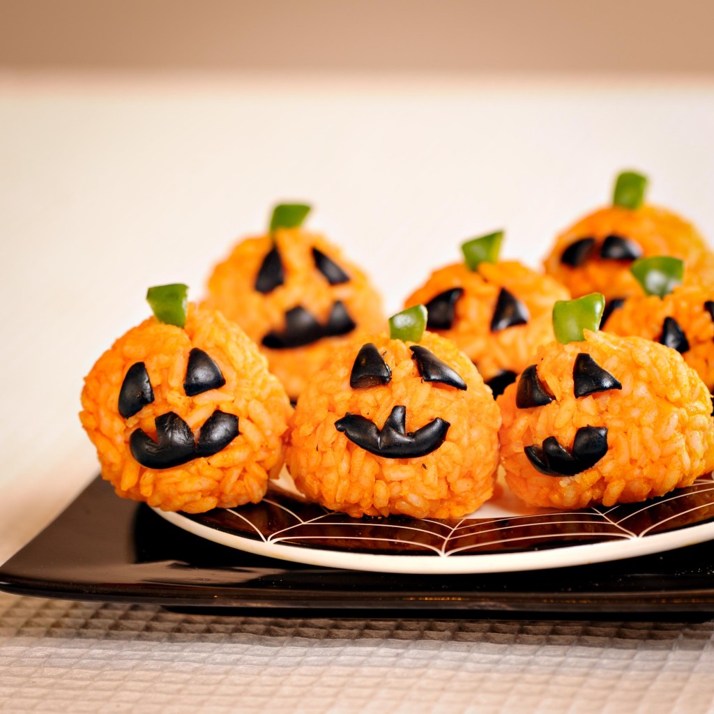 Carrot Rice Jack O'Lanterns - Meatless Monday